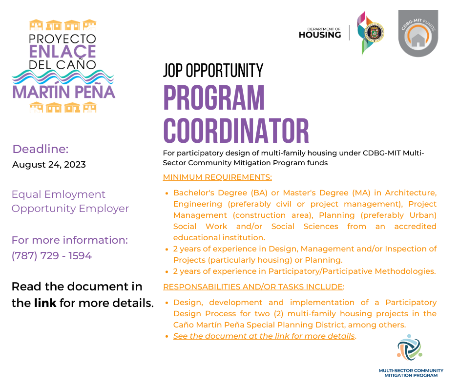 [ANNOUNCEMENT] PROGRAM COORDINATOR FOR PARTICIPATORY DESIGN OF ...